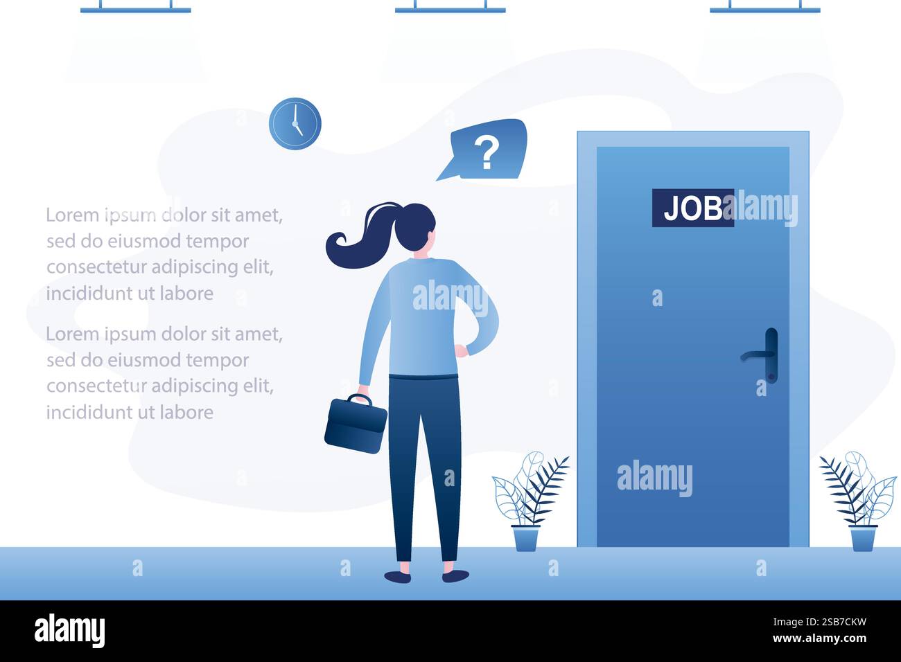 Job search banner template. Businesswoman stand in hallway. Beauty ...