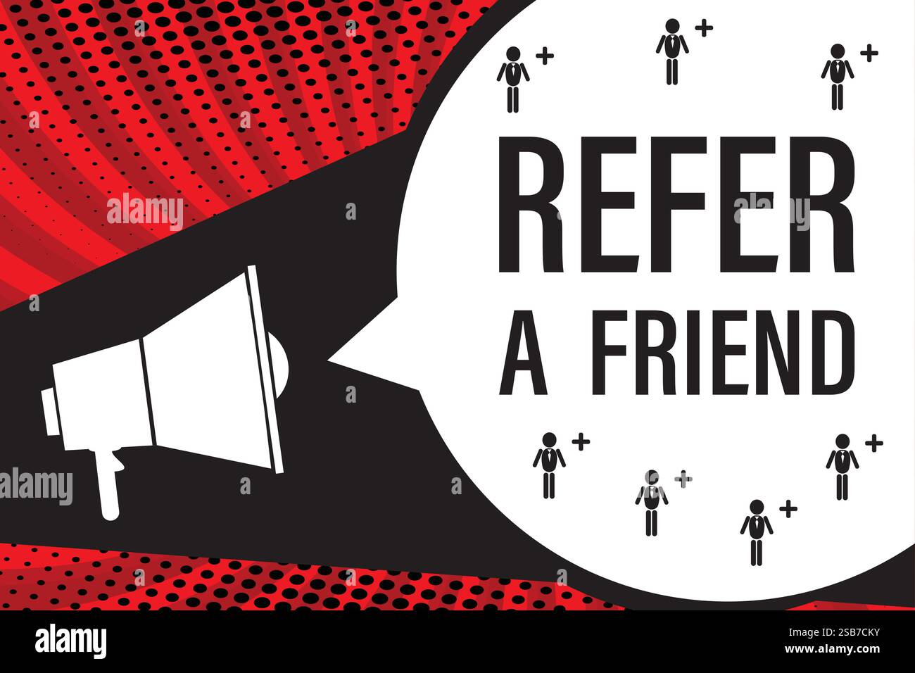 Share media information refer a friend, loudspeaker icon and speech bubble. Program or app ...