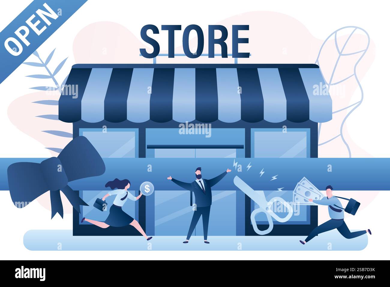 Open new store or business concept. Various happy businesspeople and ...