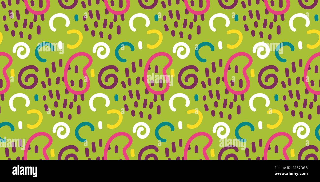 Vibrant pink, yellow, and purple swirls stand out against a deep green ...