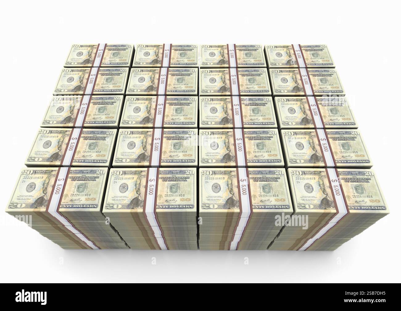 US DOLLARS USD MONEY 1 One Million Stacked $20 Bills Reserves Wealth ...