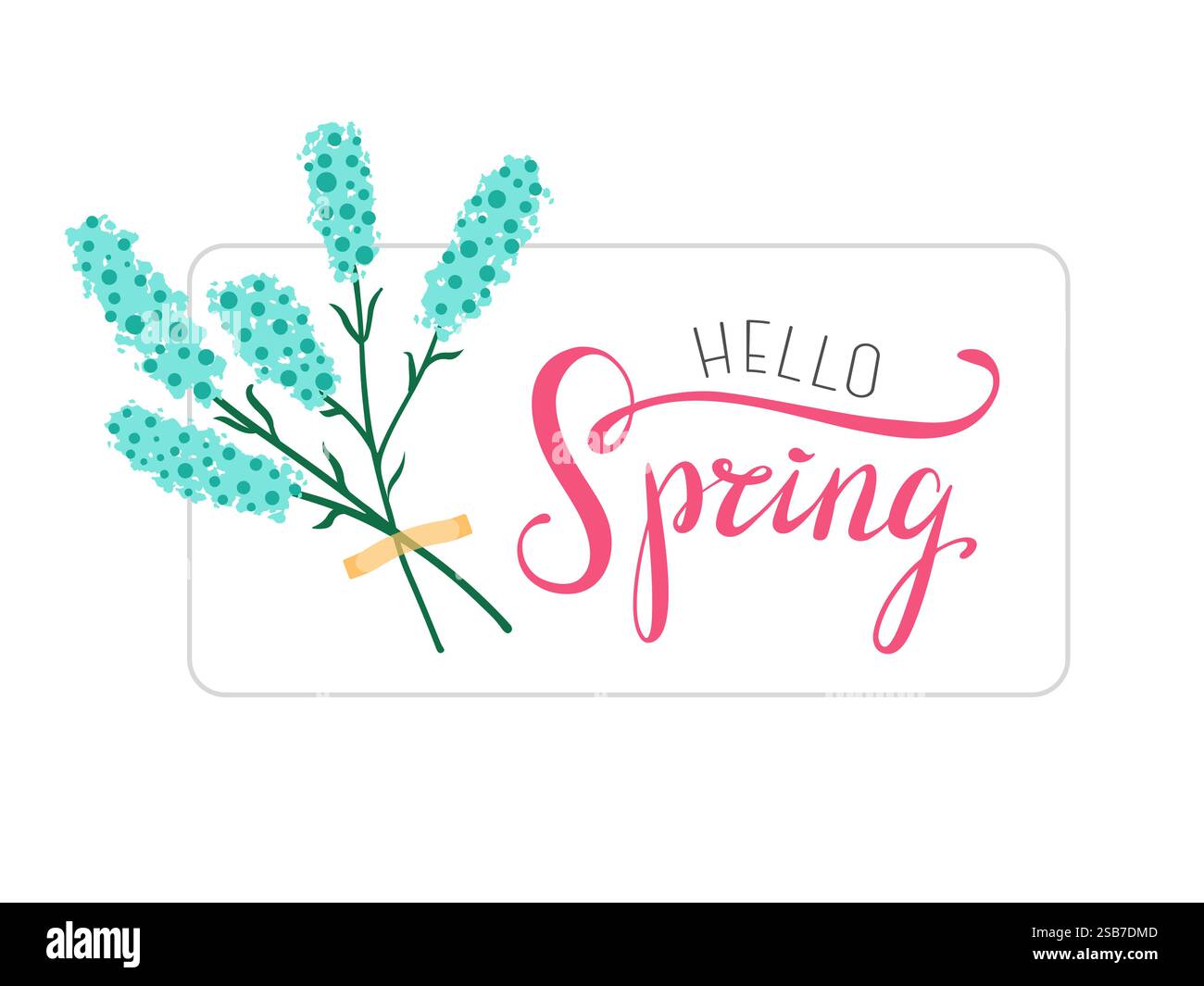 Text of hello spring background with beautiful leaf flower frame ...