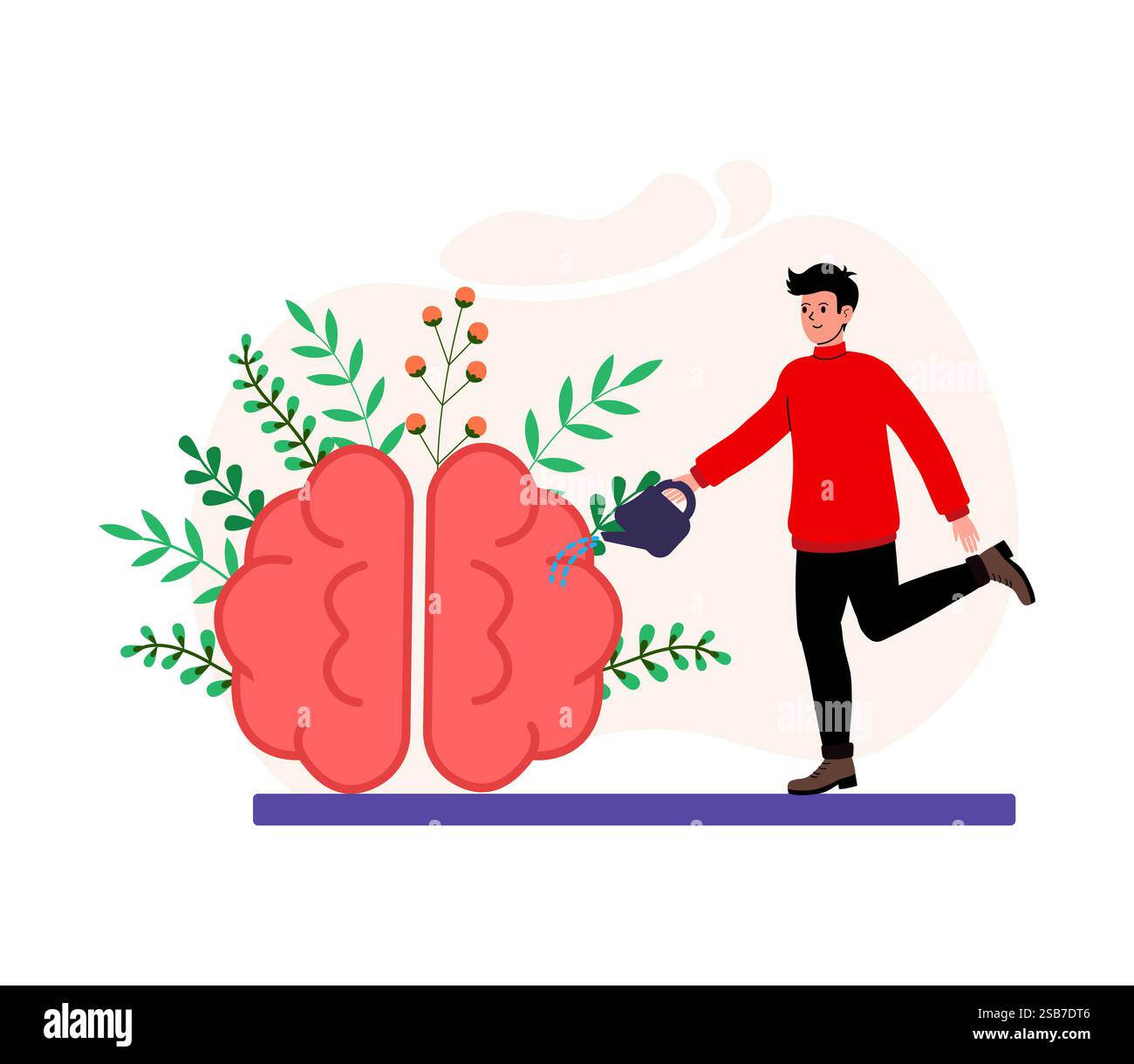 Man watering brain plants Cut Out Stock Images & Pictures - Alamy