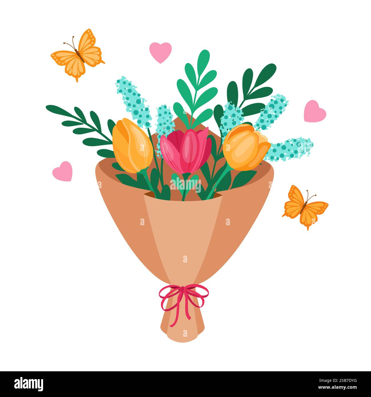 A Beautiful and Colorful Flower Bouquet Featuring Butterflies and ...