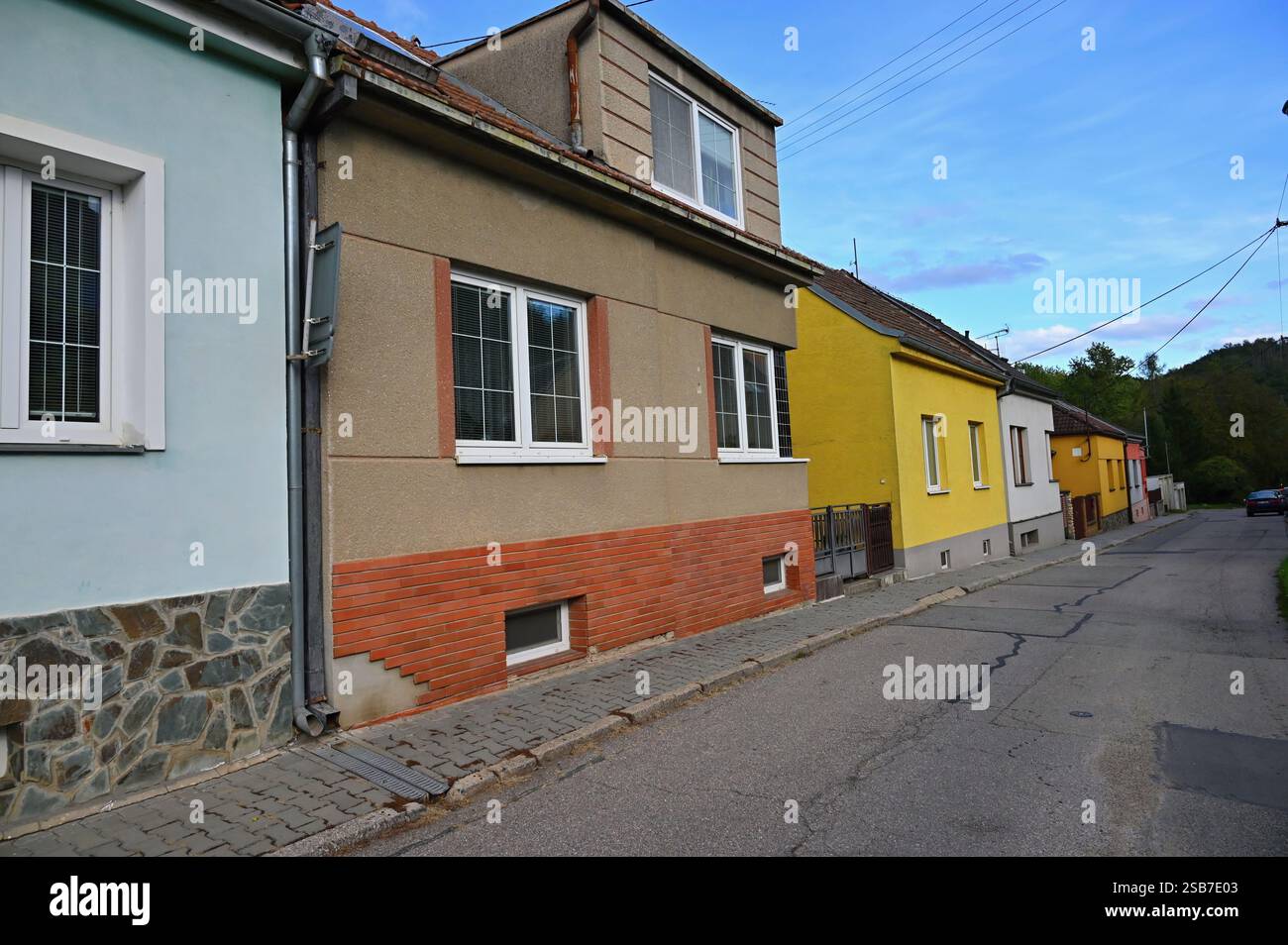 Traditional family house in a village or suburb in the Czech Republic ...
