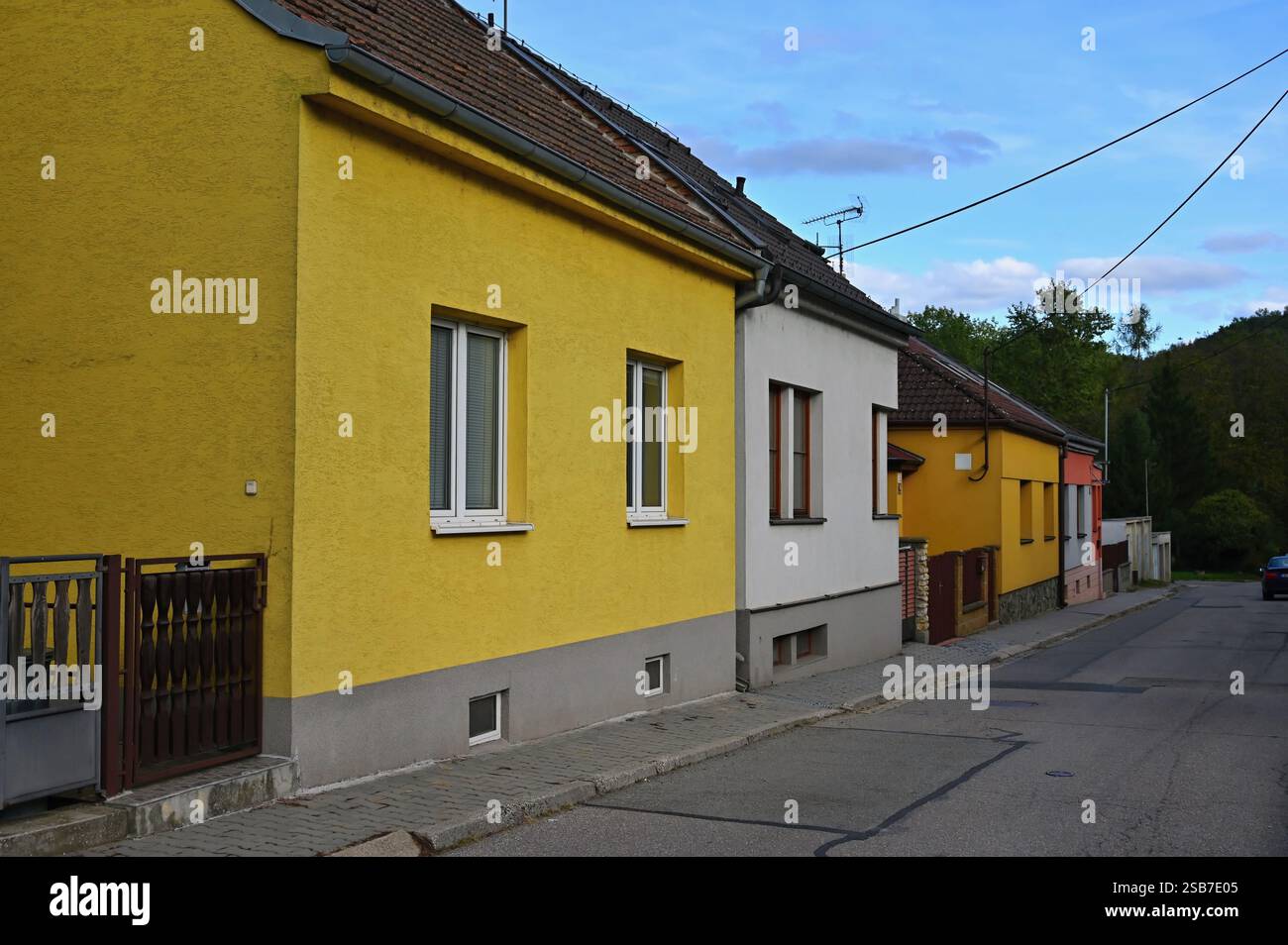 Traditional family house in a village or suburb in the Czech Republic ...