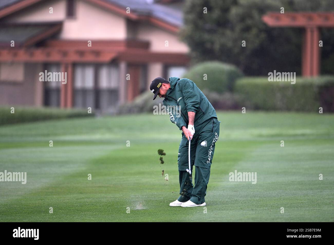 Jason Day, of Australia, hits a fairway shot on the first hole at ...