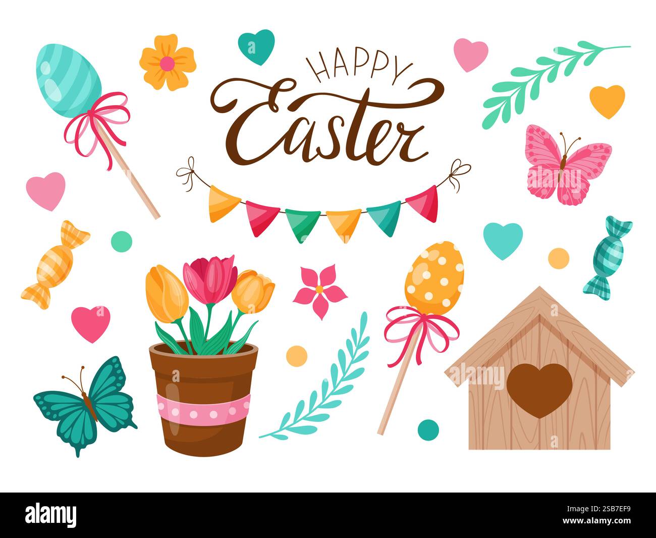 Easter. Set of festive elements. Vector illustration Stock Vector Image ...