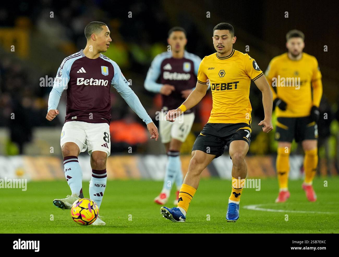 Aston Villa's Youri Tielemans (left) and Wolverhampton Wanderers' Andre ...