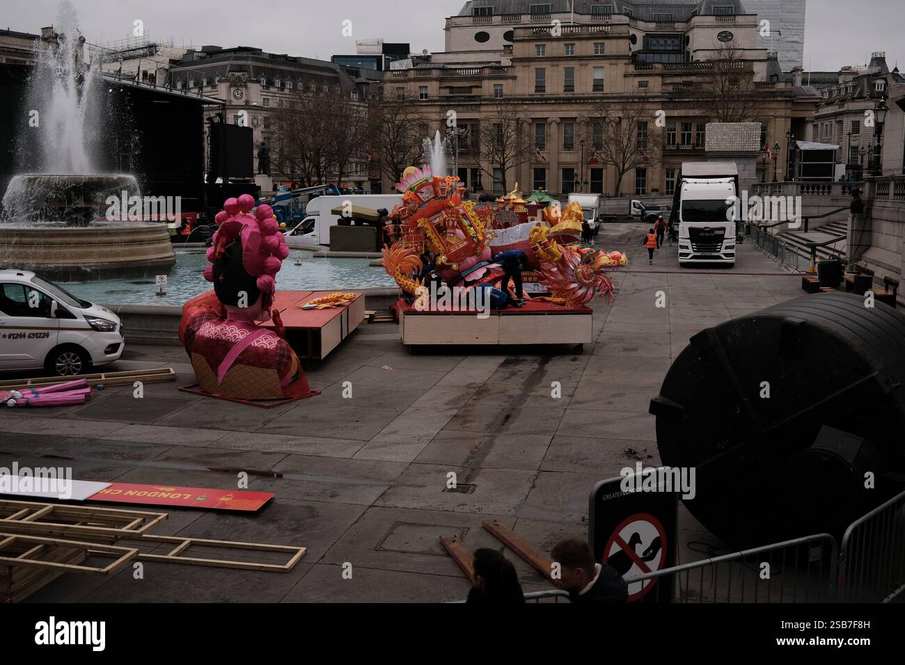 London, UK. 1st, February, 2025. Trafalgar Square is decorated with ...