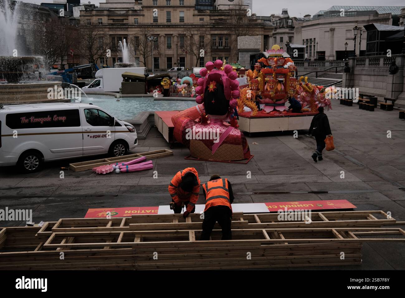 London, UK. 1st, February, 2025. Trafalgar Square is decorated with ...