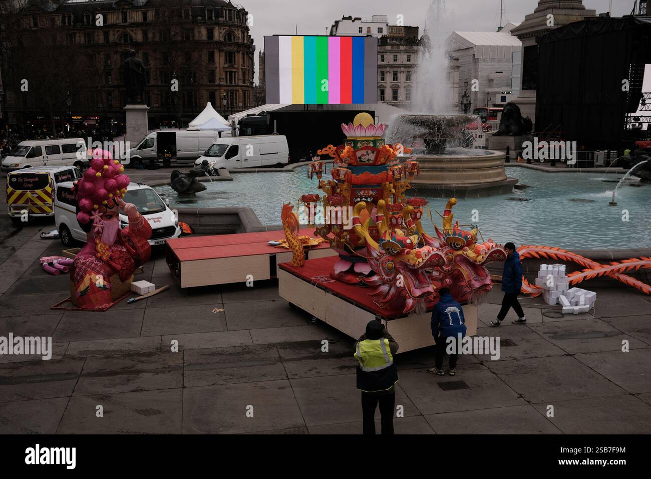 London, UK. 1st, February, 2025. Trafalgar Square is decorated with ...