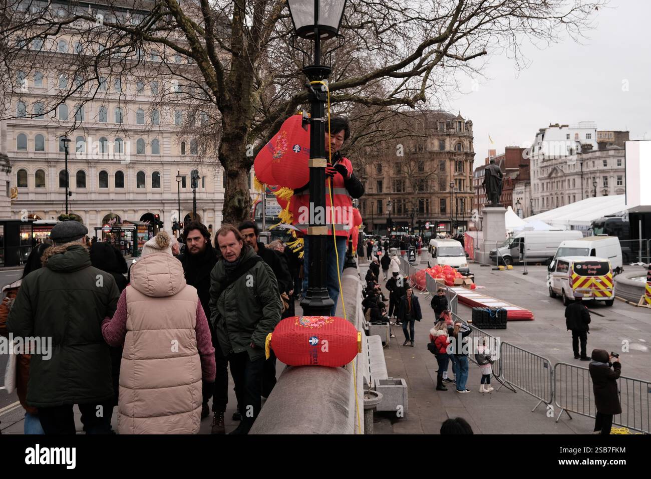 London, UK. 1st, February, 2025. Trafalgar Square is decorated with ...