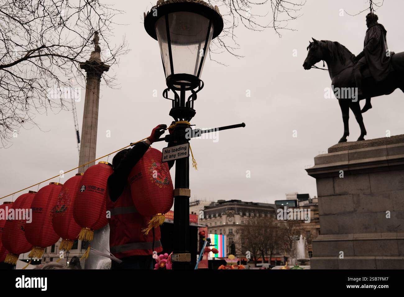 London, UK. 1st, February, 2025. Trafalgar Square is decorated with ...