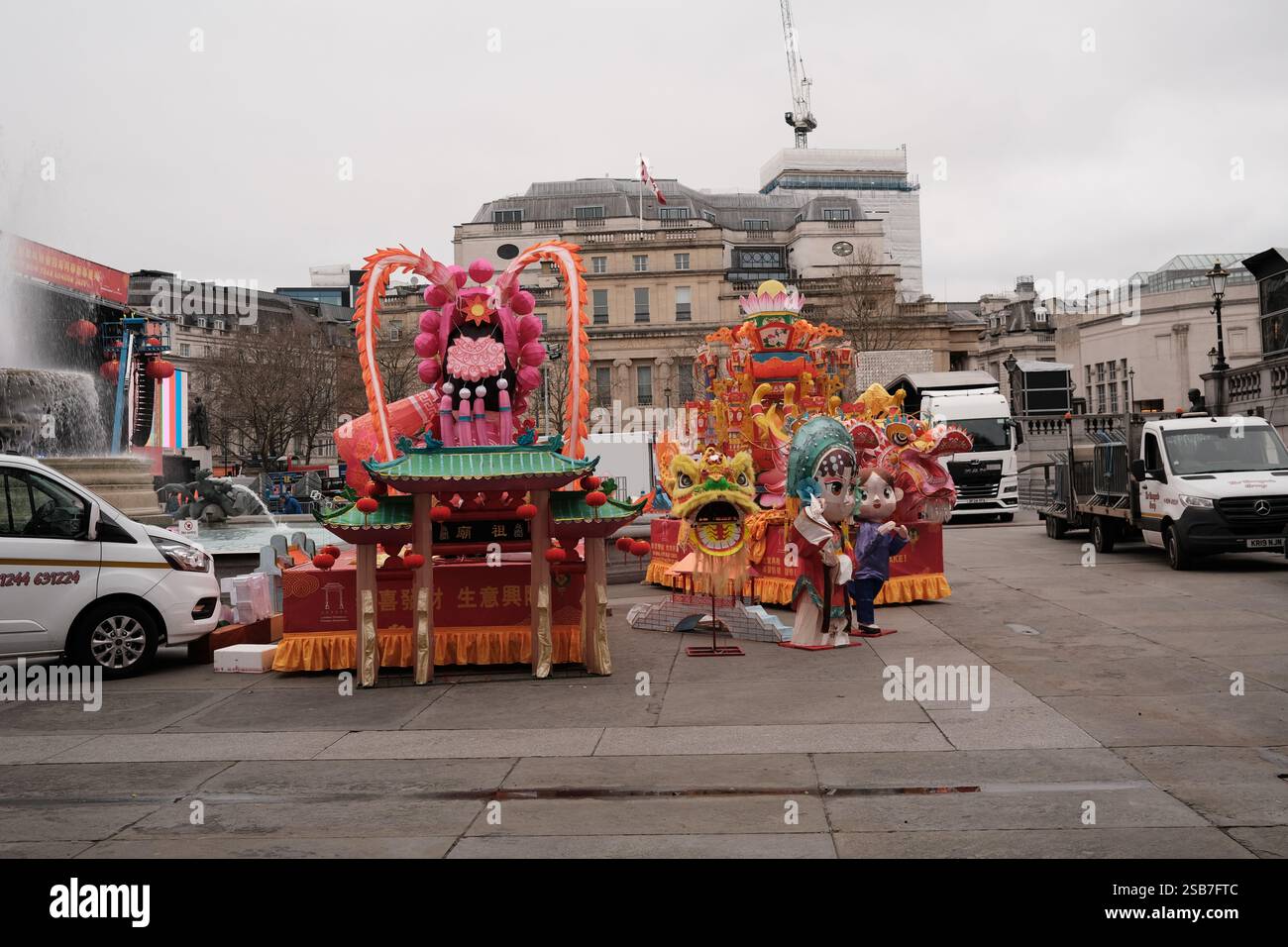 London, UK. 1st, February, 2025. Trafalgar Square is decorated with ...