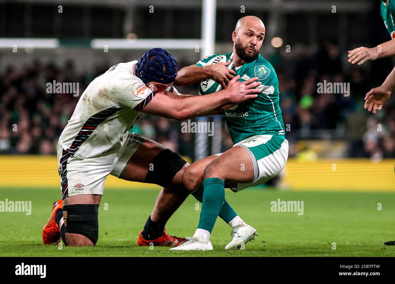Ireland's Jamison Gibson-Park and England's George Martin during the Guinness Men's Six Nations ...