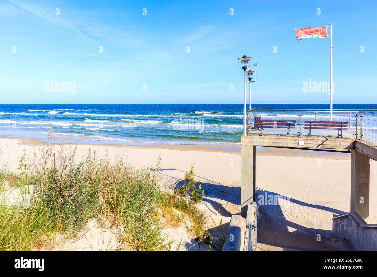 Viewpoint platform and beautiful white sand beach with blue sea near ...