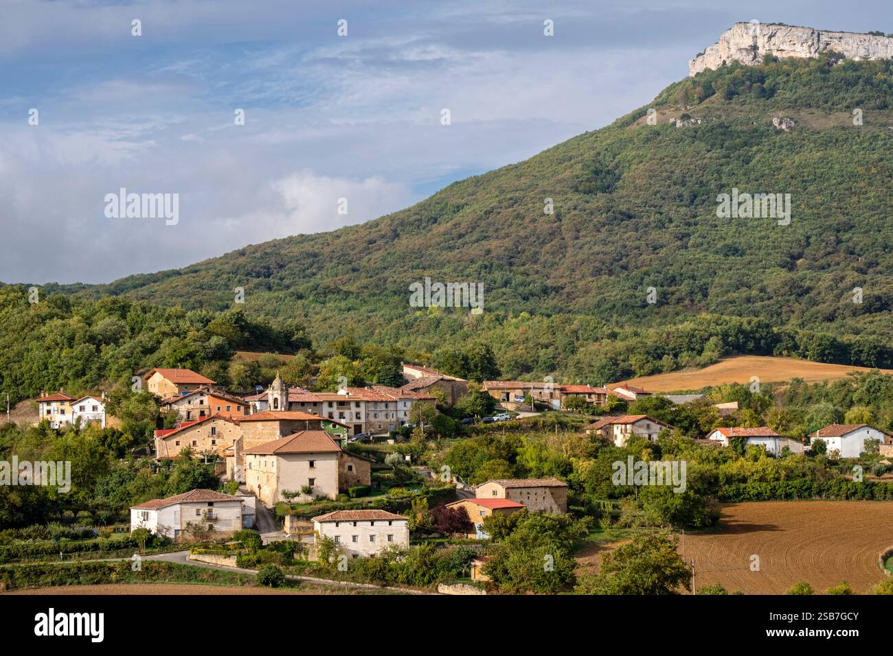 Bujanda village with typical houses, Alava, Basque Country, Spain Stock ...