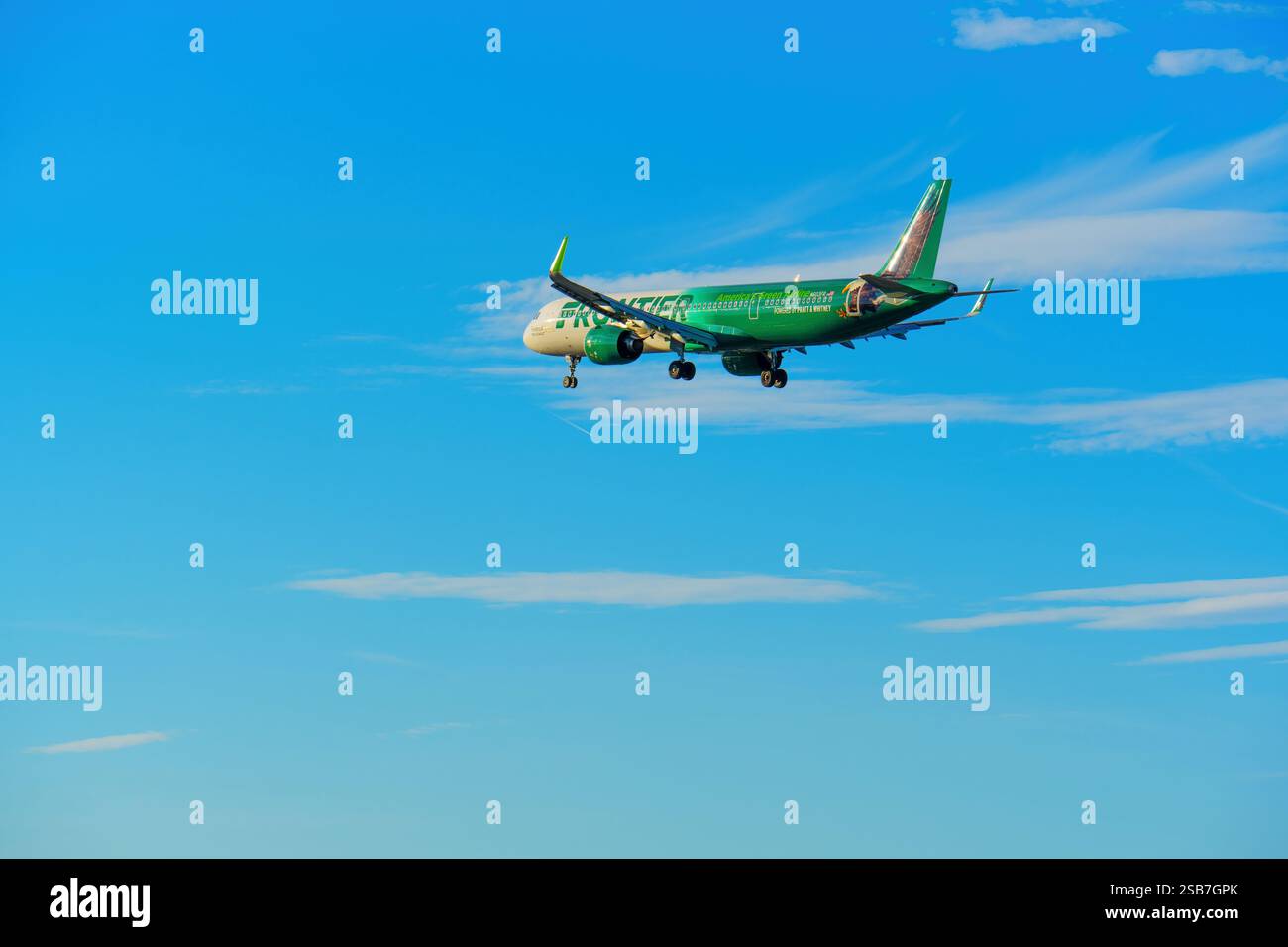 Los Angeles, California - January 6, 2025: Frontier Airlines plane in ...
