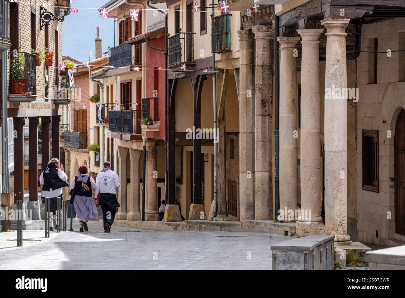 Zapatari street, porticoed houses, Salvatierra, Álava, autonomous ...