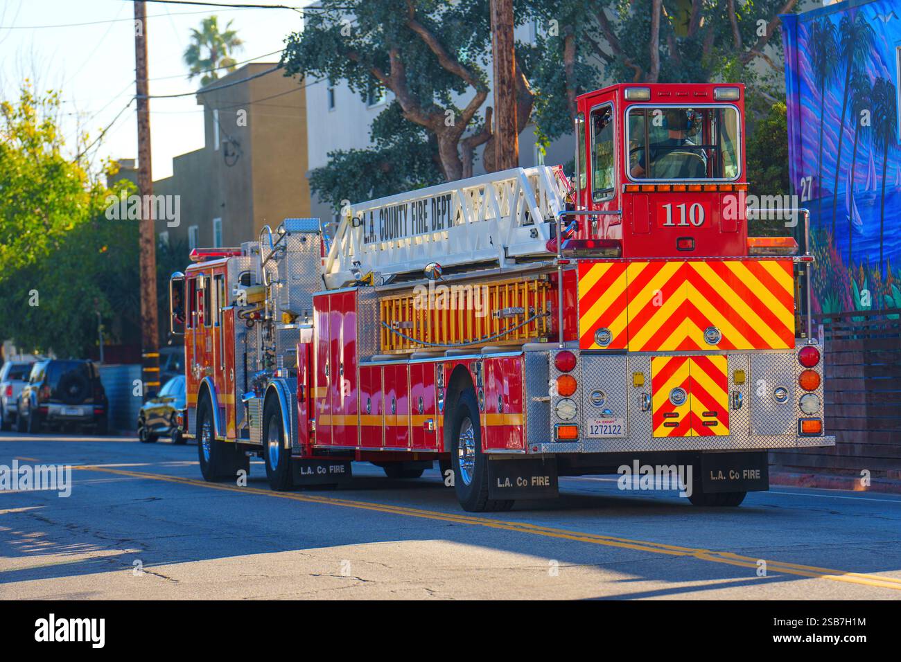 Los Angeles, California - December 18, 2024: Fire truck parked on ...