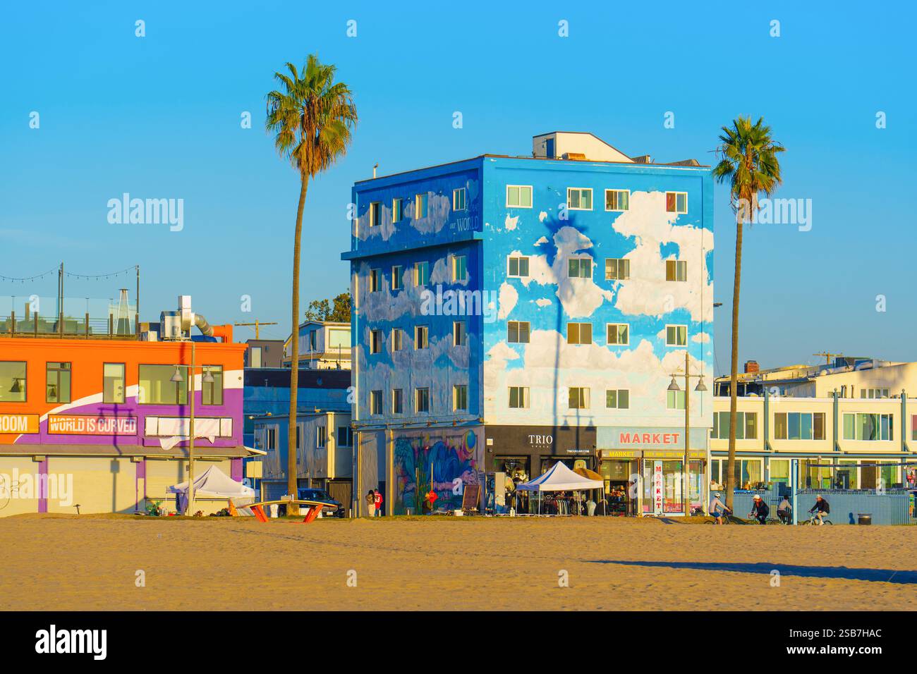 Los Angeles, California - December 18, 2024: Bright blue building ...