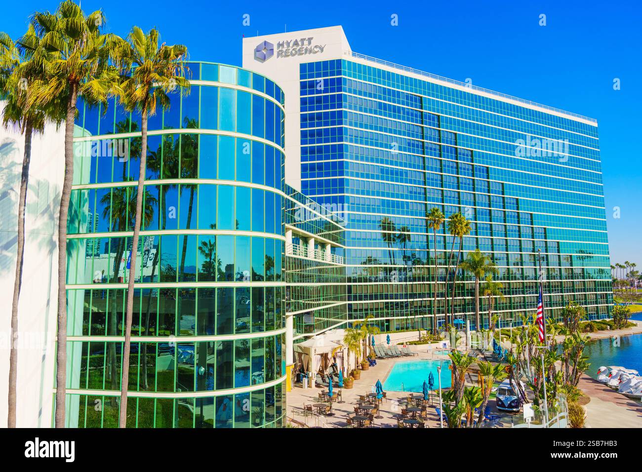 Long Beach, California - January 15, 2025: Aerial view of the Hyatt ...