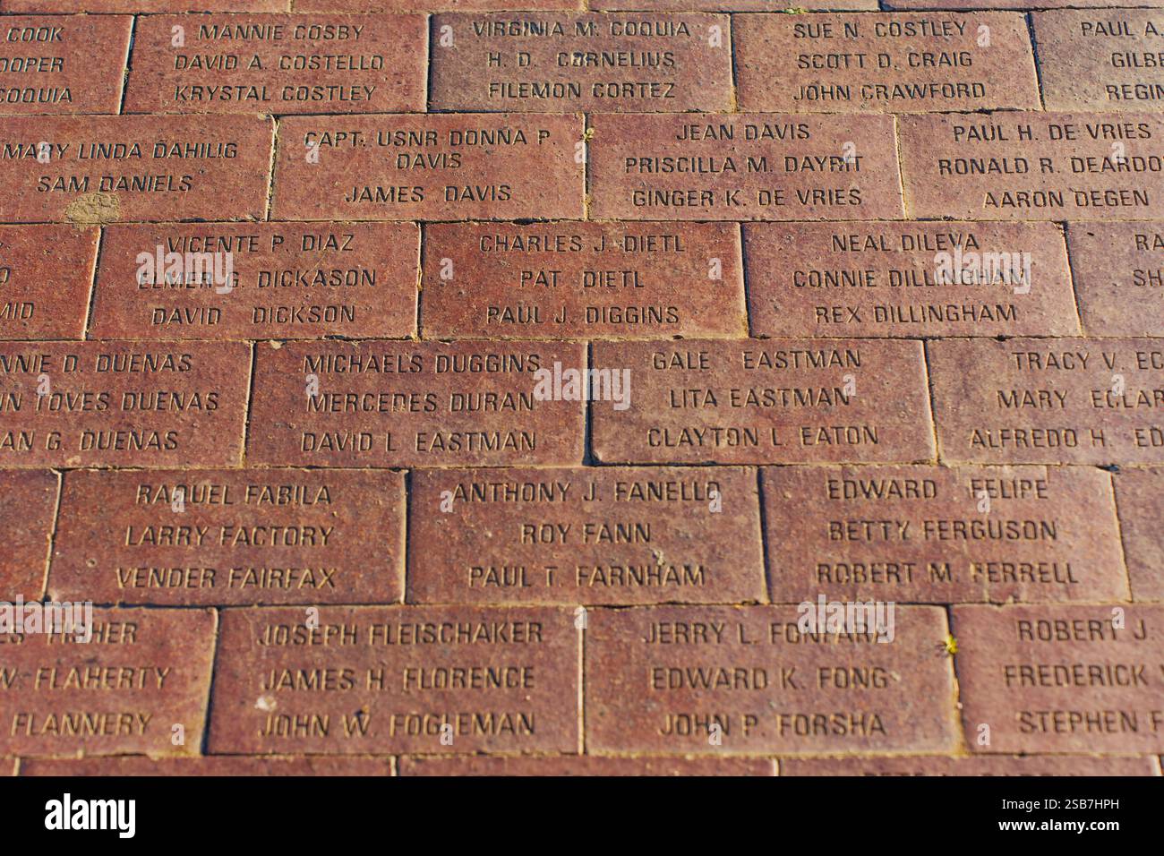 Long Beach, California - January 15, 2025: Close-up view of engraved ...