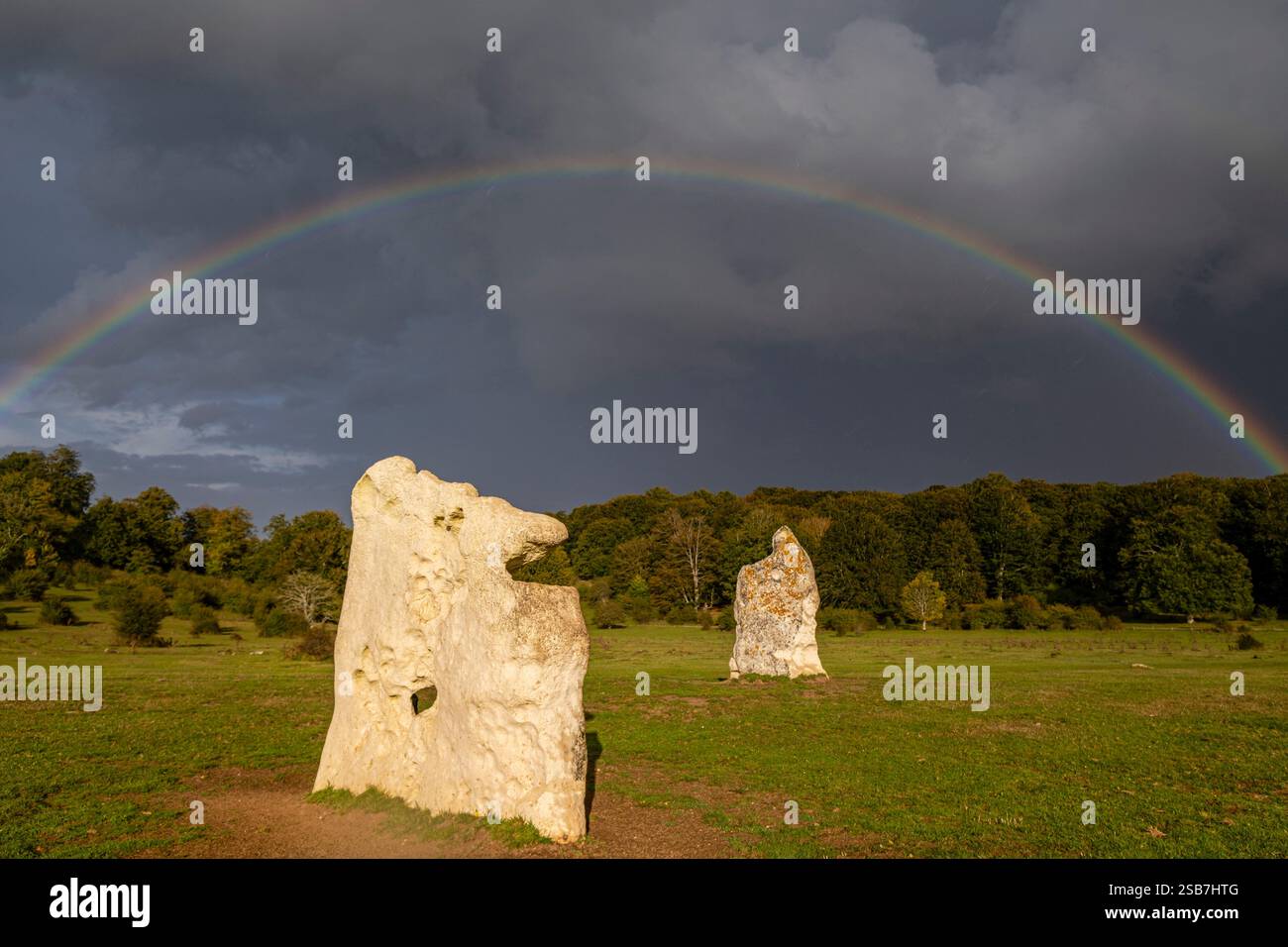Rainbow over the Dolmen, Megalithic Park of Legaire, Campas de Legaire ...