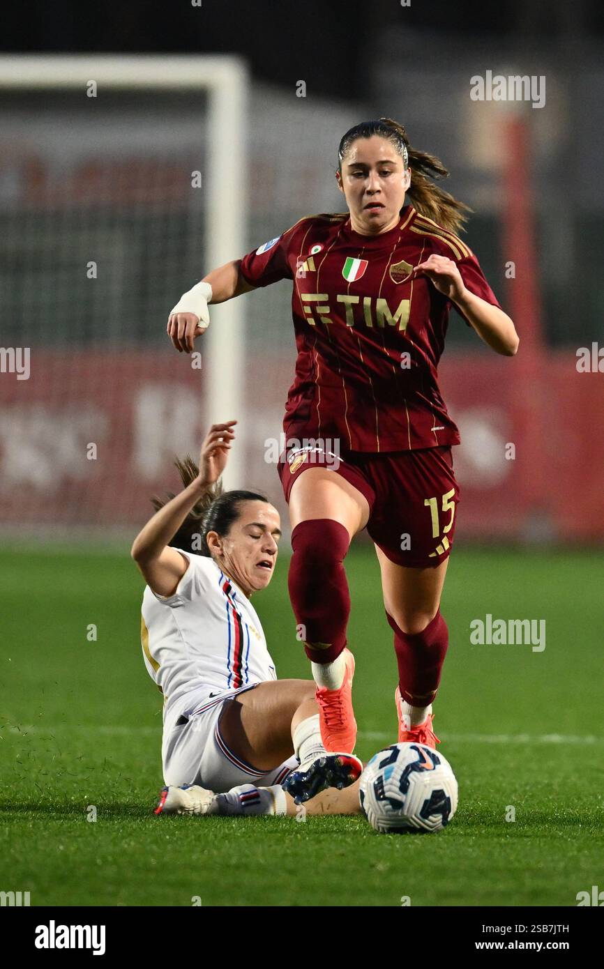 Marta Llopis of U.C. Sampdoria Women and Giulia Dragoni of A.S. Roma ...