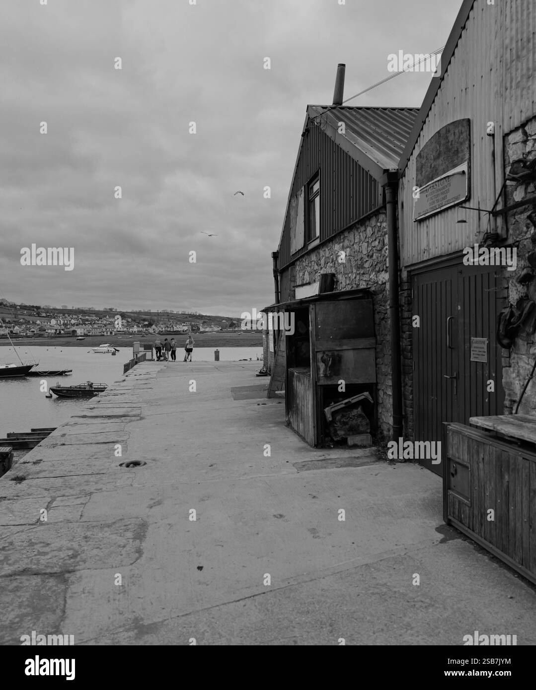 Part of the quay area at the River Teign with Shaldon village in the ...