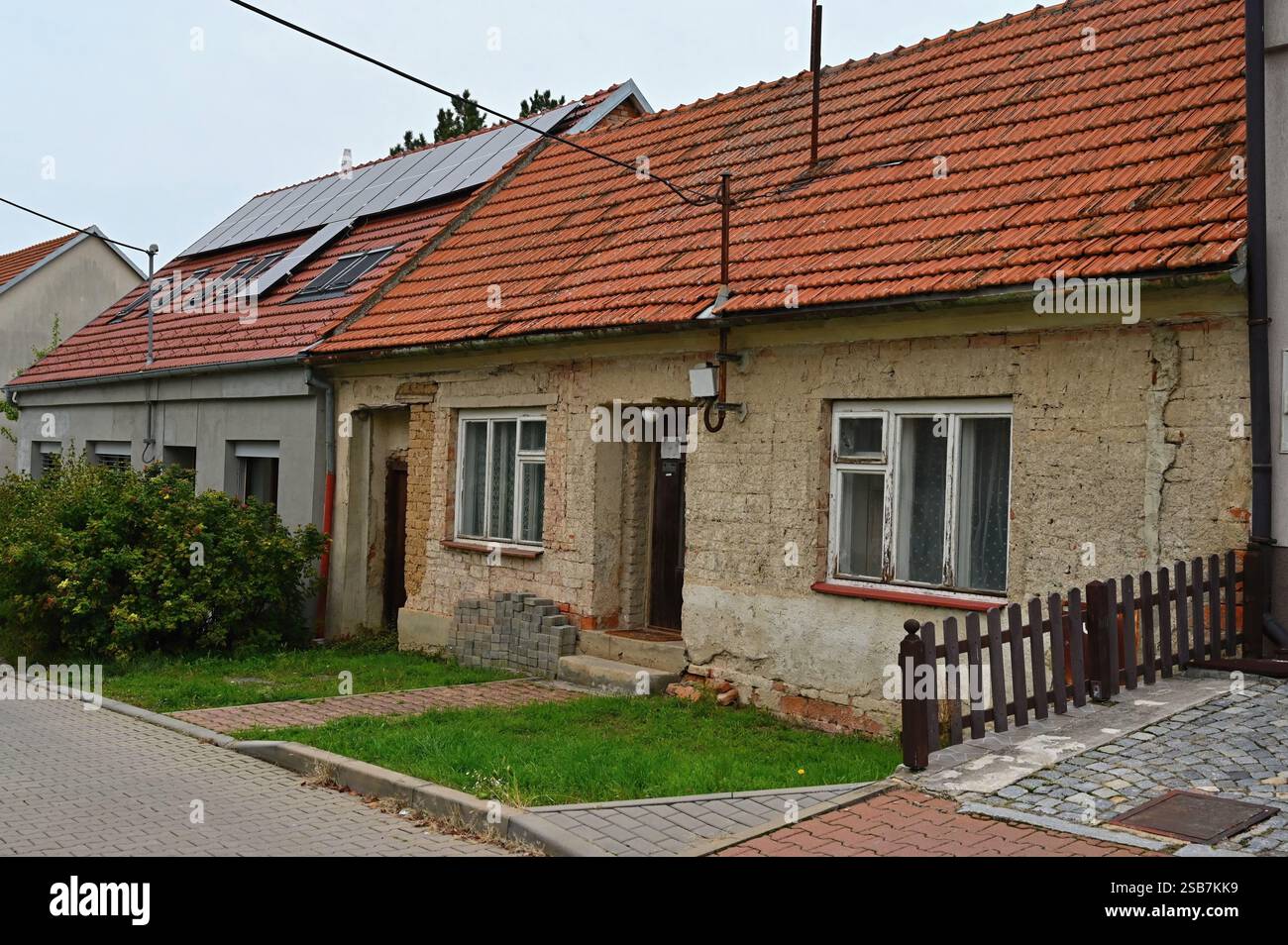 Traditional family house in a village or suburb in the Czech Republic ...