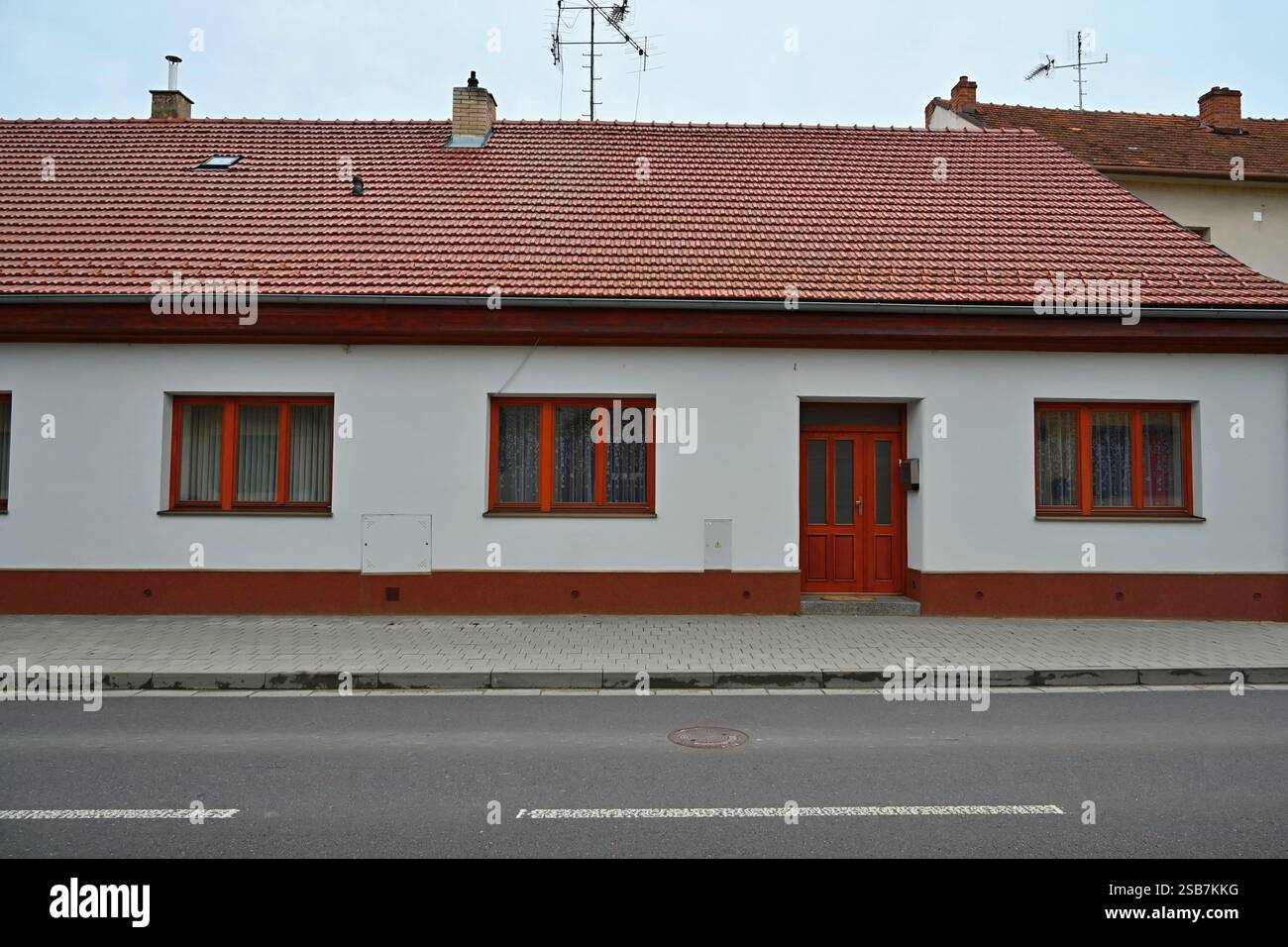 Traditional family house in a village or suburb in the Czech Republic ...