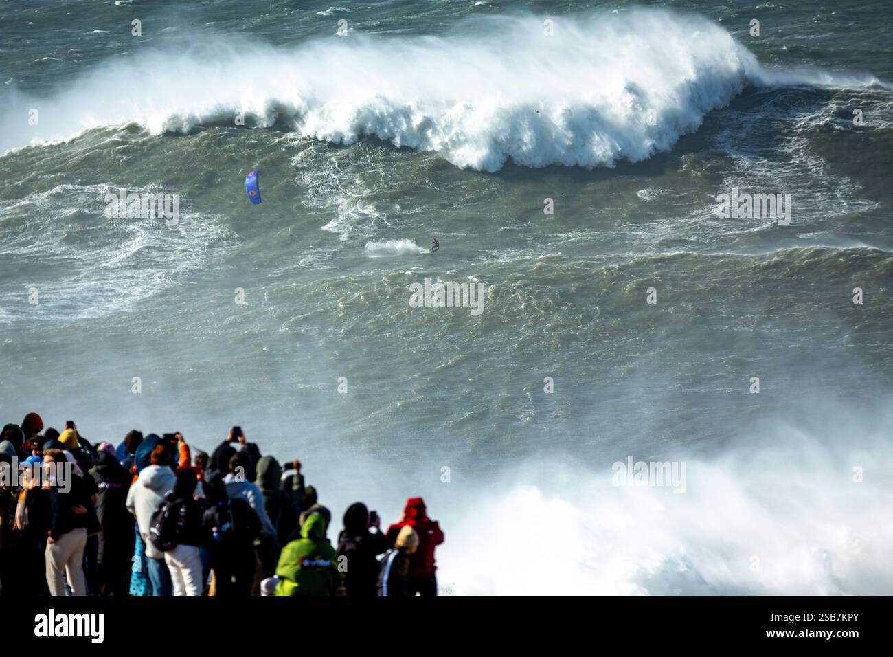 Porto, Portugal. 30th Jan, 2025. A big wave kite surfer James Carew ...