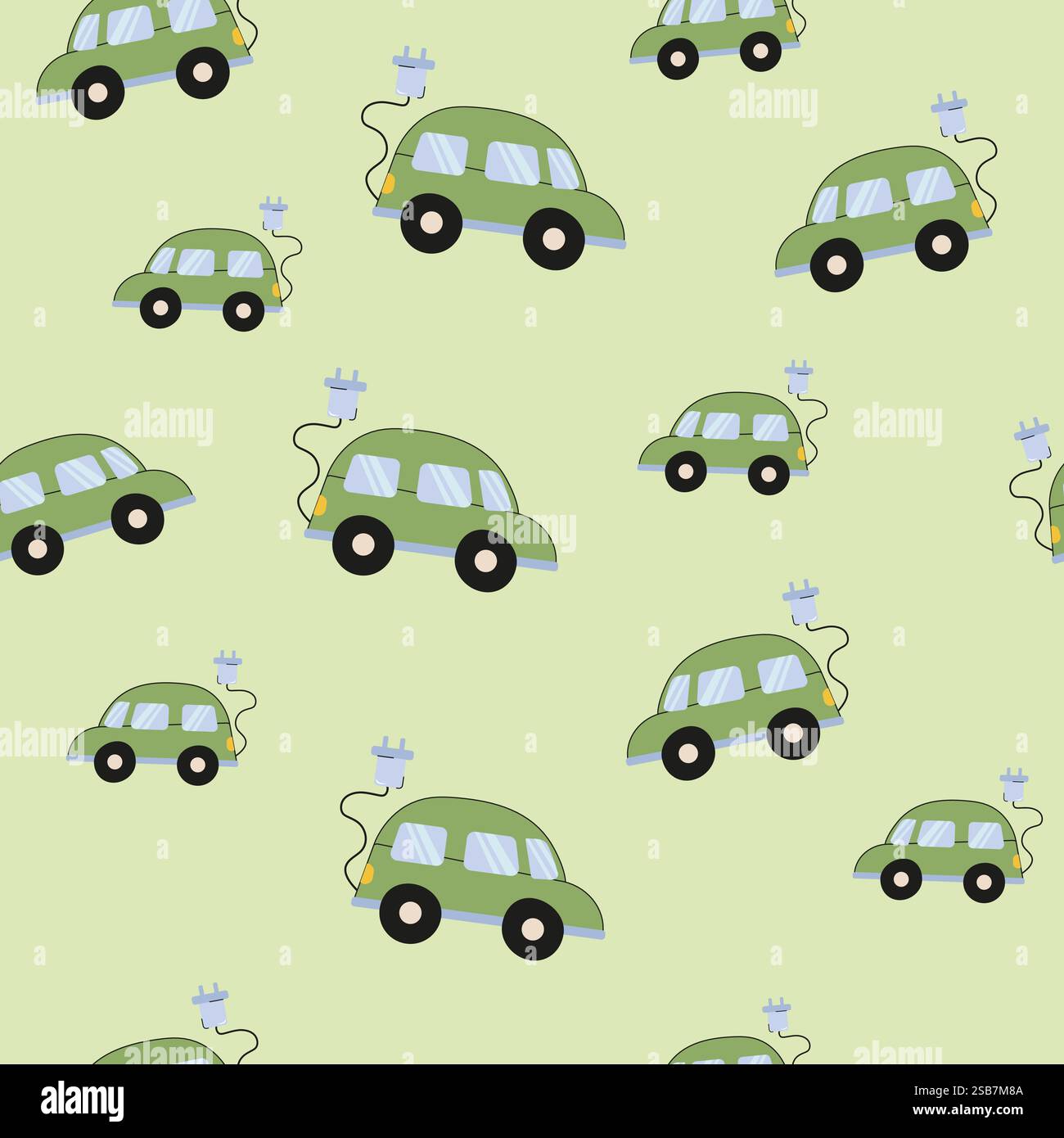 Electric cars pattern design in a playful style for fabric or wallpaper ...