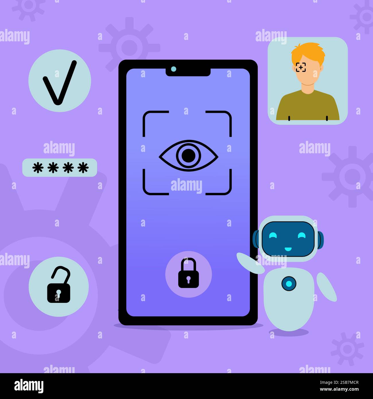 Facial Recognition Unlock on Smartphone Stock Vector Image & Art - Alamy