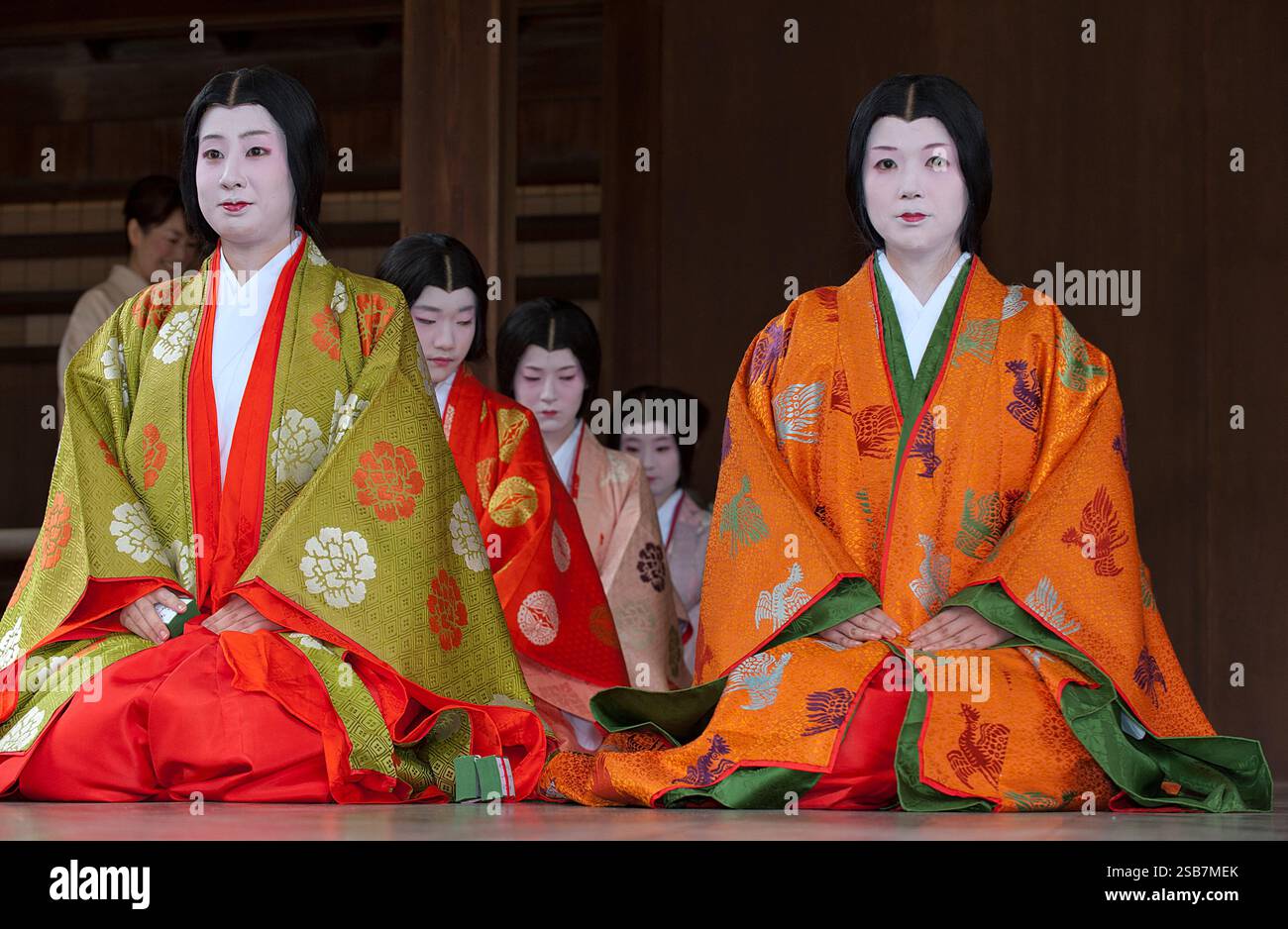 Women dressed in Heian Period costumes prepare to take part in a New ...