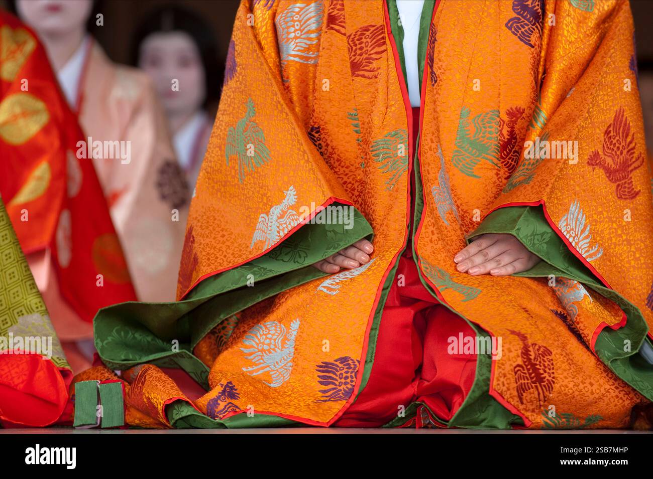 Women dressed in Heian Period costumes prepare to take part in a New ...
