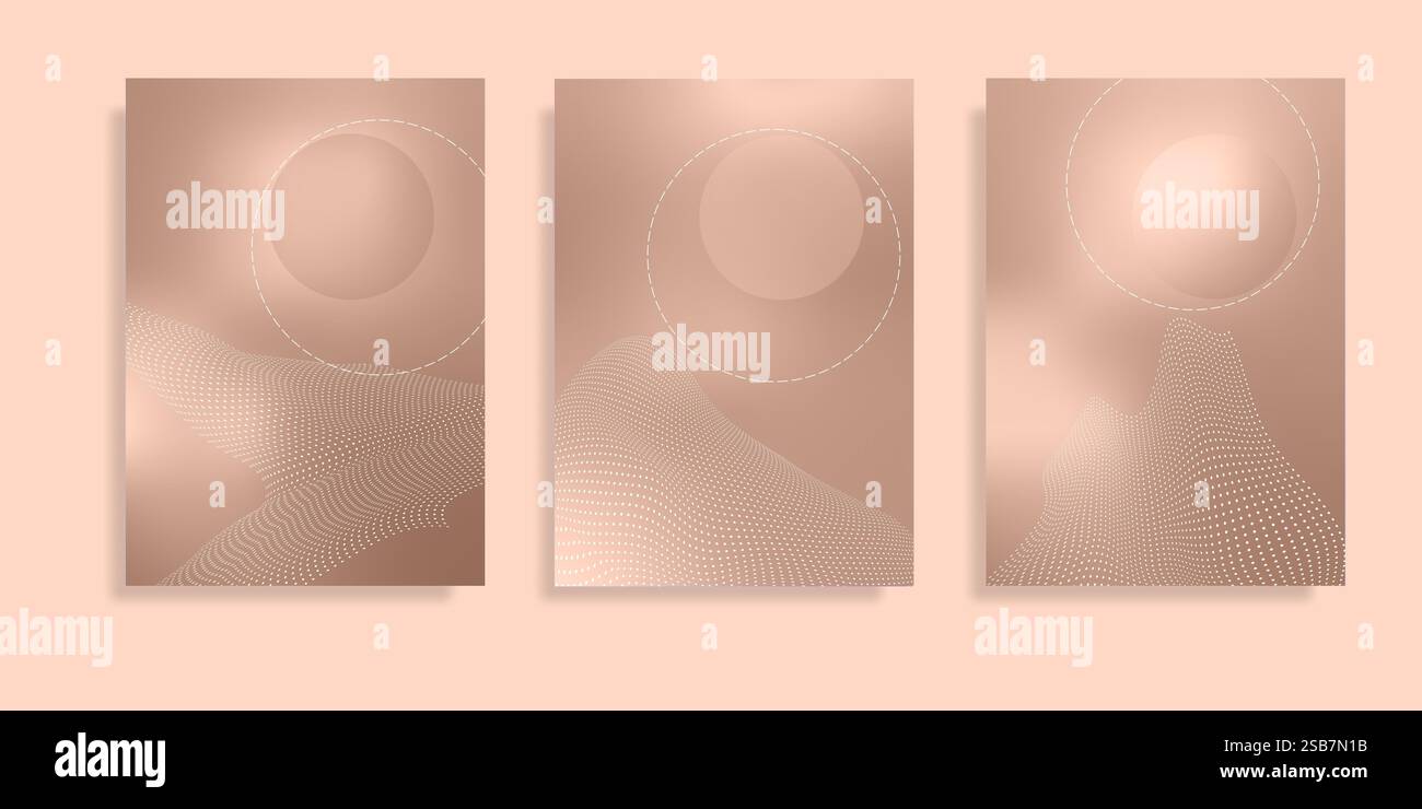 Set of flat modern abstract covers templates in Mocha Mousse color ...