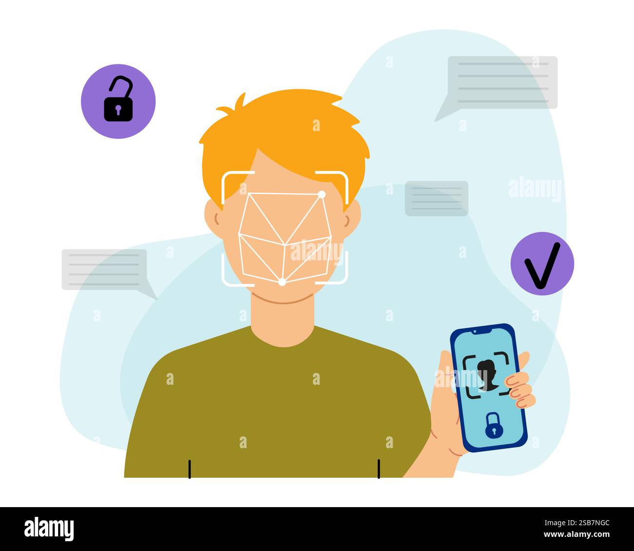 Face scan icon on smartphone Cut Out Stock Images & Pictures - Alamy