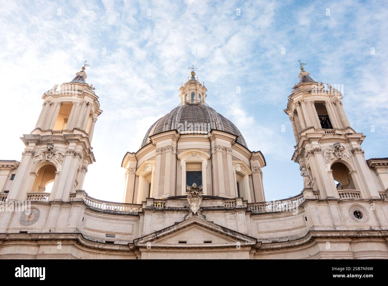 Rome, Italy - 7 January 2025: white facade of iconic baroque church ...