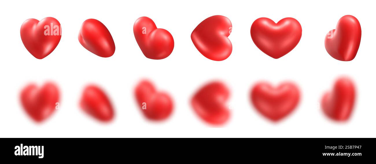 3D Red Hearts Blur Effect Vector Icon Set Stock Vector Image & Art - Alamy
