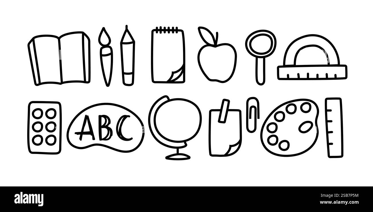 Back To School supplies doodle vector Stock Vector Image & Art - Alamy