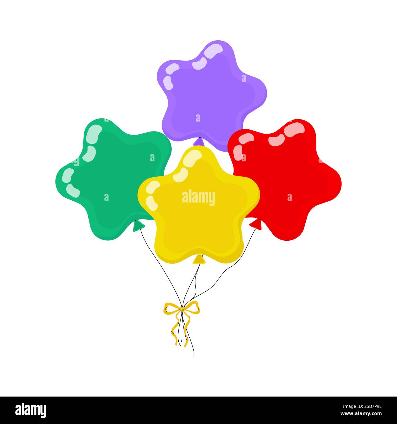 Colorful star-shaped balloons floating together at a festive ...