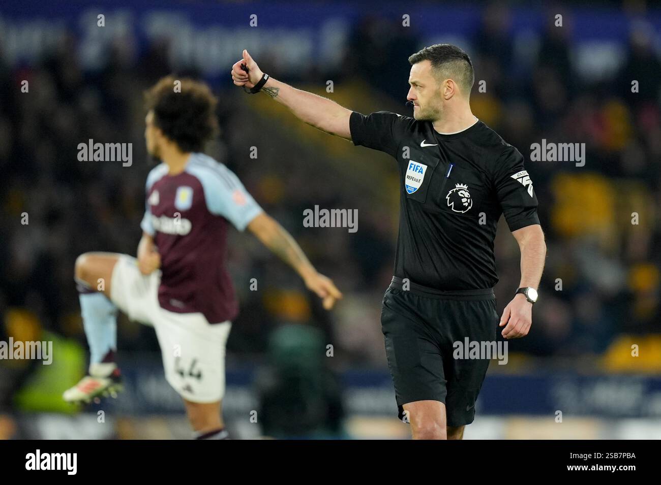 Referee Andrew Madley during the Premier League match at Molineux ...