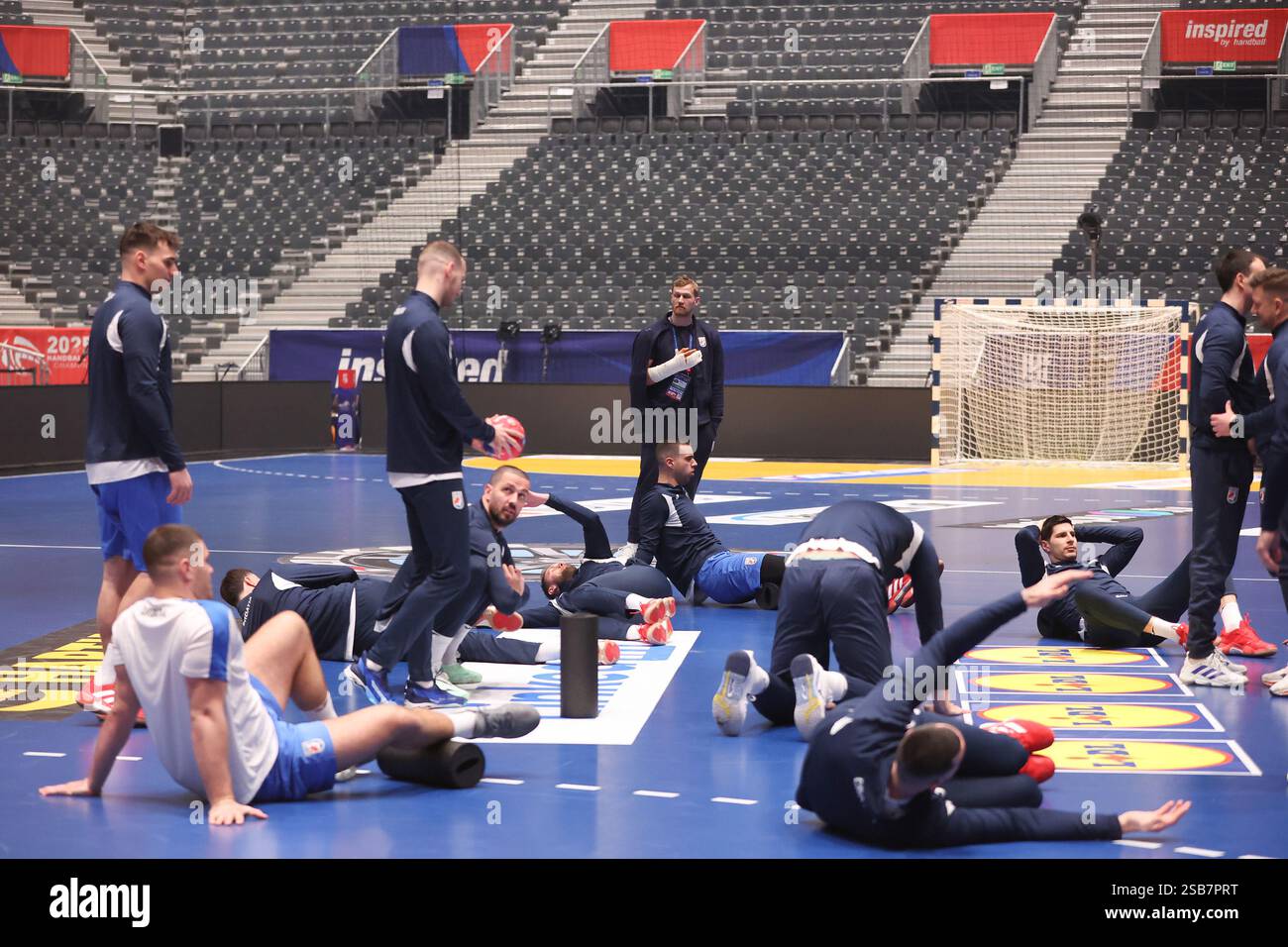 Zagreb, Croatia. 01st Feb, 2025. Players of Croatia warm up during training of Croatian National ...