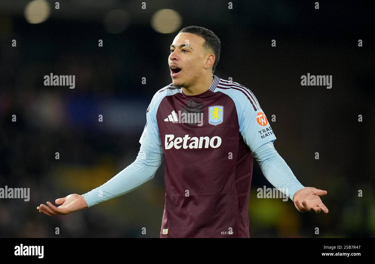 Aston Villa's Morgan Rogers reacts after his side had a goal disallowed ...