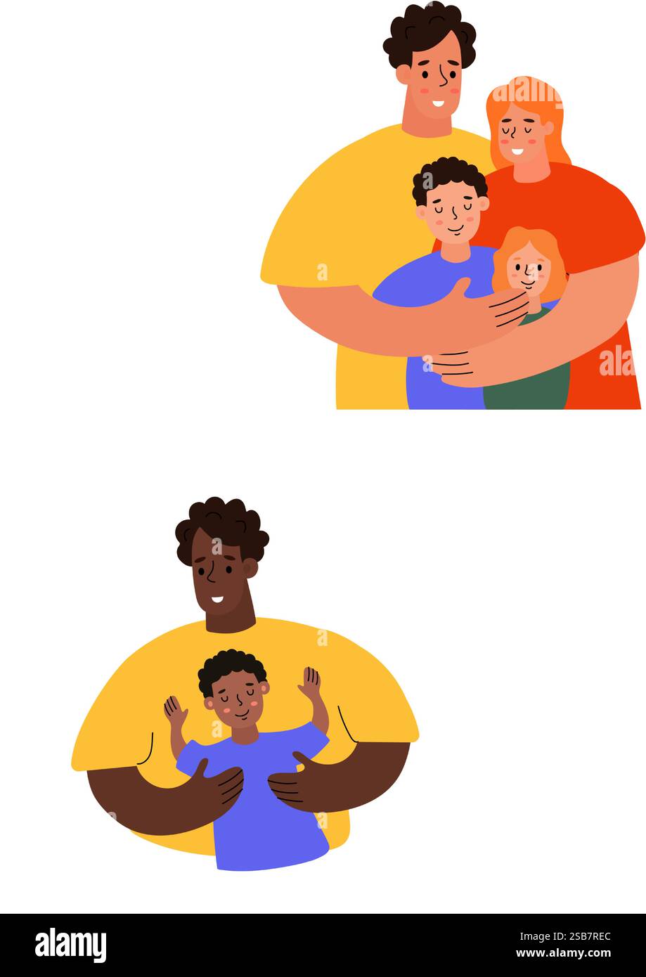 Father Embracing Son With Joyful Expressions in Colorful Illustration ...