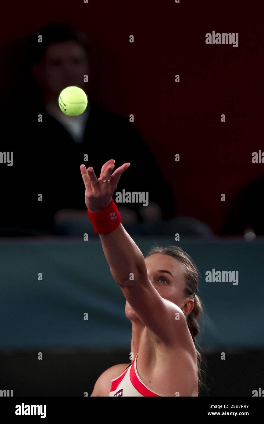 LINZ, AUSTRIA - FEBRUARY 1: Dayana Yastremska of Ukraine during the ...