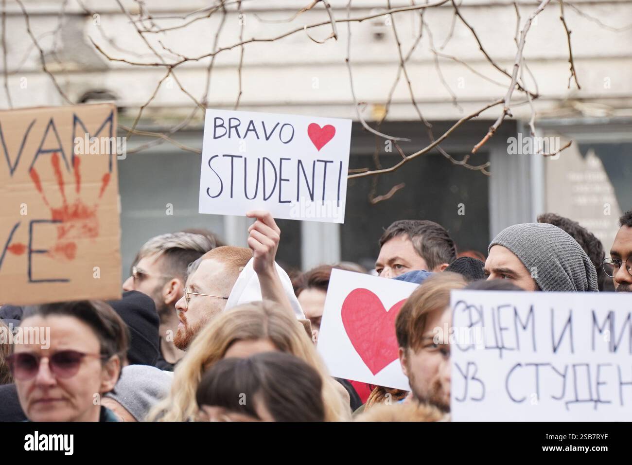 Gathering of students in support of colleagues from Serbia who are ...